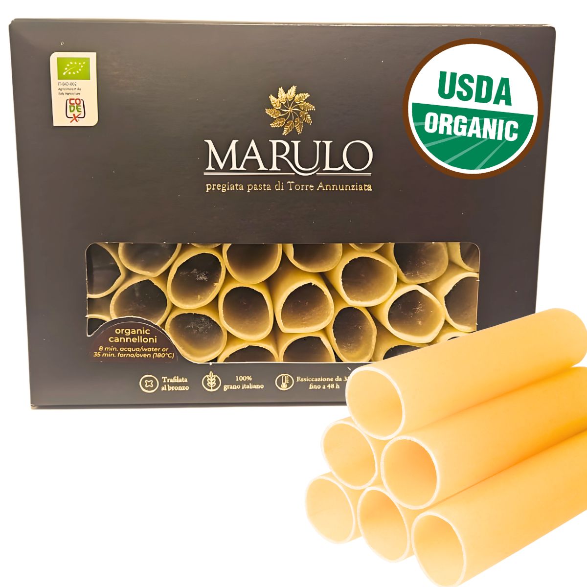 Marulo Organic Cannelloni Pasta 500g | Italian Bronze Die-Cut ...